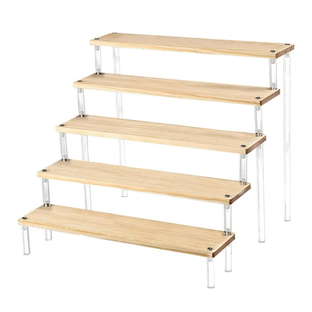 Transparent Acrylic Display Riser Shelves Cupcakes Holder Storage Wood ...