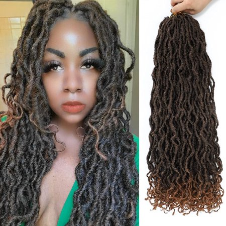 New Goddess Faux Locs Wig Crochet Hair 22in Boho mian Wig Curly Crochet ...