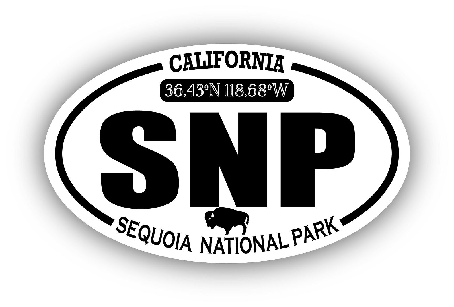 Sequoia National Park California SNP Oval Bumper Sticker 3M Vinyl Decal ...