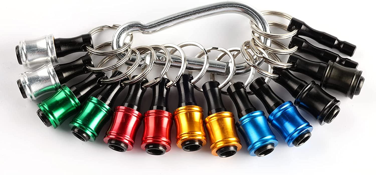 Portable Bit holder Keychain, 15 pcs 1/4 inch Hex Shank Screwdriver ...