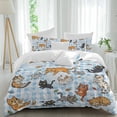 4 Piece Duvet Cover Set Queen, Cartoon Lovely Pets Fish Bubbles Soft ...