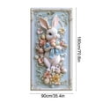 A Easter Bunny Eggs Door Cover Banners Spring Flowers Blue Bow Pastel ...