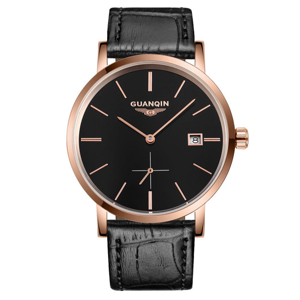 GUANQIN Men Vintage Calendar Analog Automatic Self Winding Mechanical ...