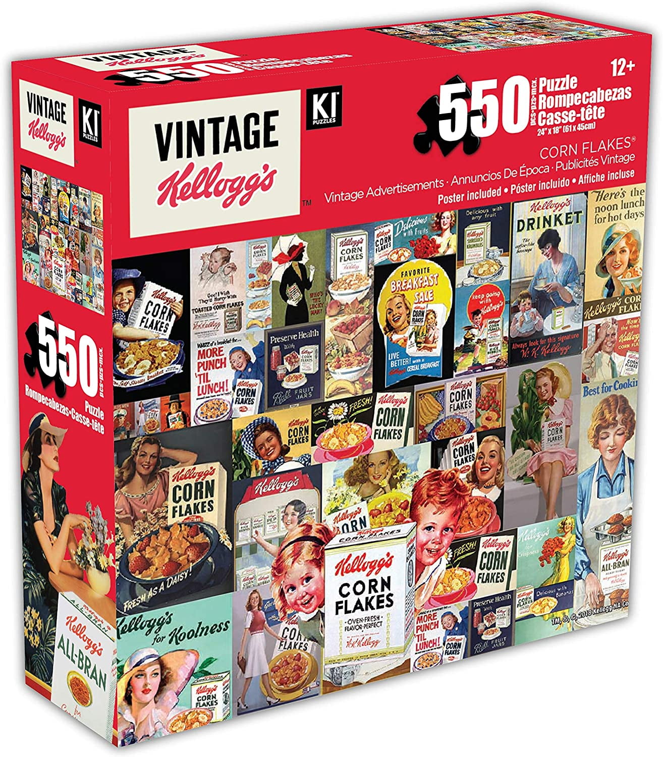 Kellogg's Corn Flakes Vintage Cereal Advertisements 550 Piece Puzzle ...