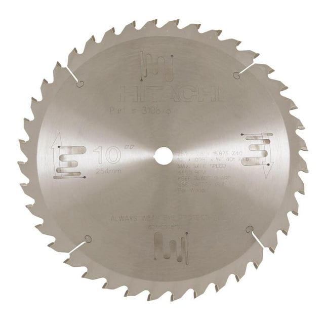 Hitachi 10 In. 40 Tooth Carbide Saw Blade for Wood - Fine Cutting ...