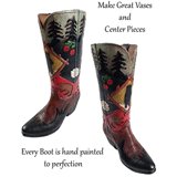 Urbalabs Western Cowboy Cowgirl Boot Vase 12 Inch Bears and Cherry ...