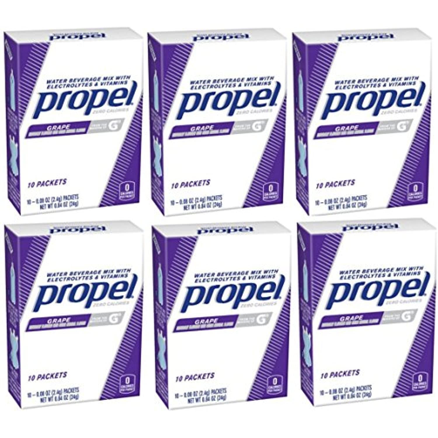 Gatorade Propel Zero Powder Packets Grape, 10-Count (Pack Of 6 ...