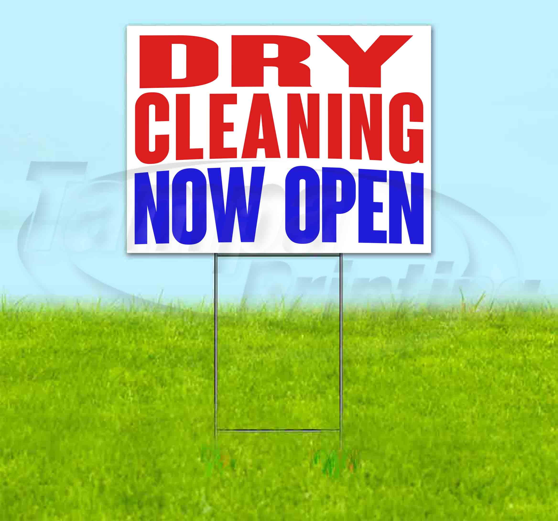 Dry Cleaning Now Open (18" x 24") Yard Sign, Includes Metal Step Stake ...