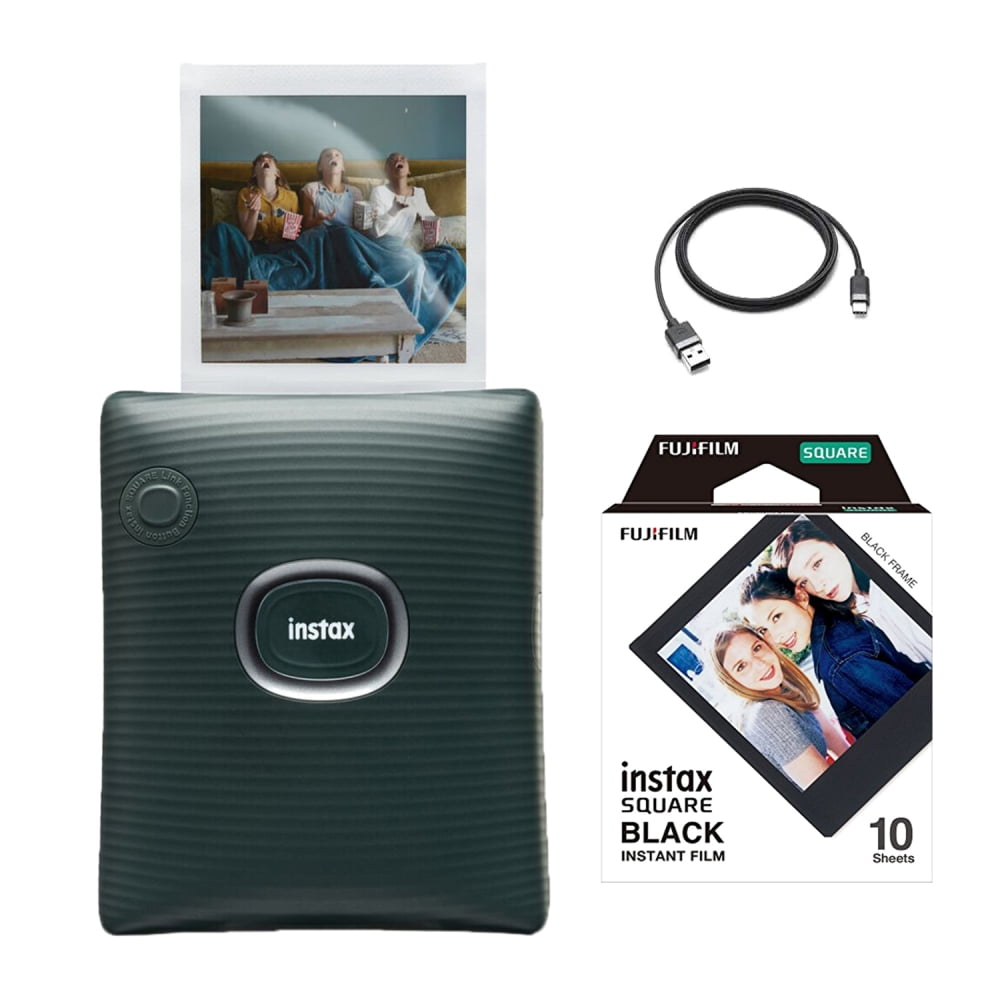 FUJIFILM INSTAX SQUARE LINK Smartphone Printer |Midnight Green Bundle with Fujifilm Instax ...
