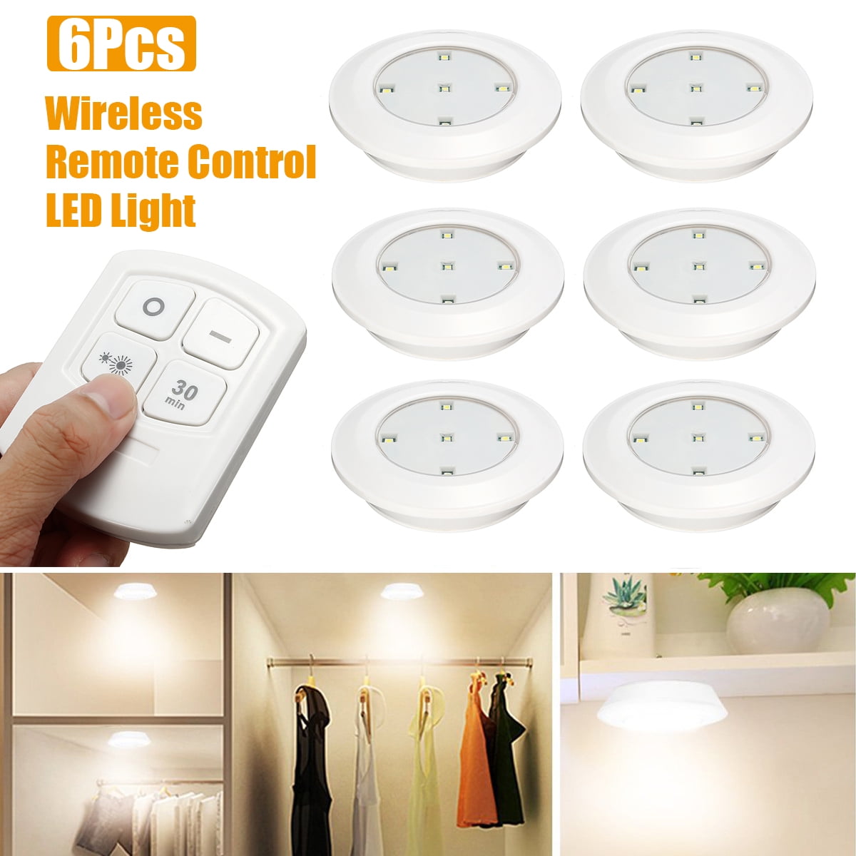 Lightmates Led Wireless Puck Lights 6 Pack With Remote Control Switch ...