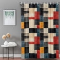 Bathroom Shower Curtain Black Red Color Block Waterproof Shower ...
