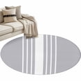 Abstract White Striped 4' Round Rug for Cozy Reading Nook Home Office ...