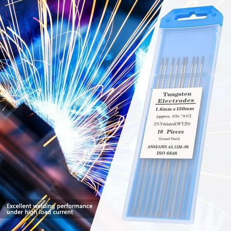 LAFGUR TIG Welding Tungsten Electrodes, 10 Pack Of Of Blue 2% Yttriated1.6mm X150mm (WY20 Blue ...