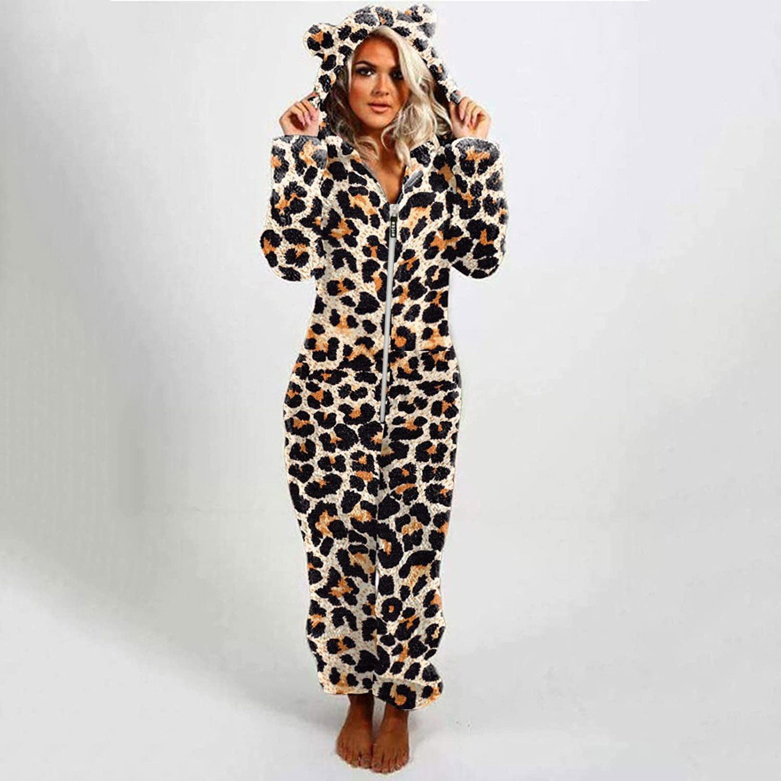 Click here for Unbranded Unisex Adult Leopard Onesie Hoody Pajama... prices