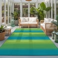 8'x10' Area Rugs, Green Blue Ombre Stripes Indoor Outdoor Area Rug for ...