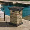 Costway Patio Propane Burning Fire Bowl Column W/ Lava Rocks & Cover ...