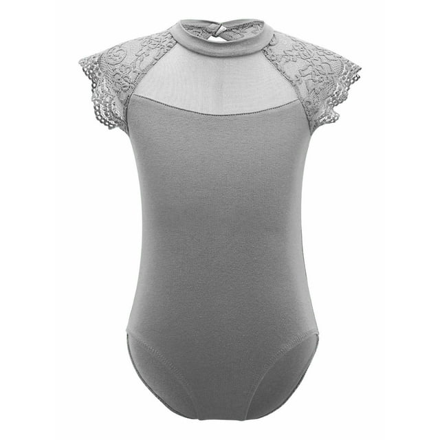 IEFIEL Kids Girls Lace Ruffle Sleeve Gymnastics Ballet Dance Tank ...