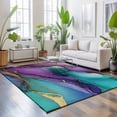Area Rug 5x7ft Purple Blue Marble Texture Washable Area Rugs for Living ...