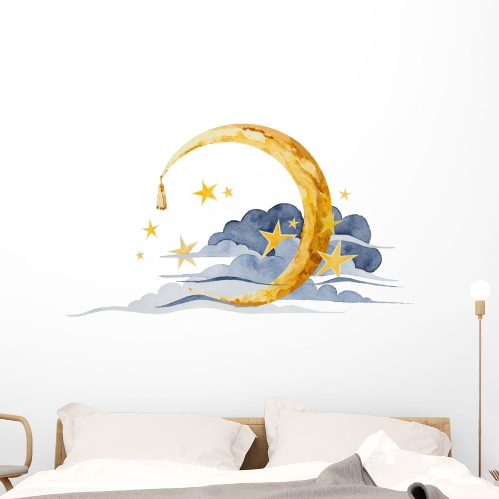 Moon and Stars Clouds Wall Decal Wallmonkeys Peel and Stick Graphic (48 ...