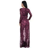 Lily Women's Lingerie Sexy Sheer V-Neck Lace Nightgown Nightdress G ...
