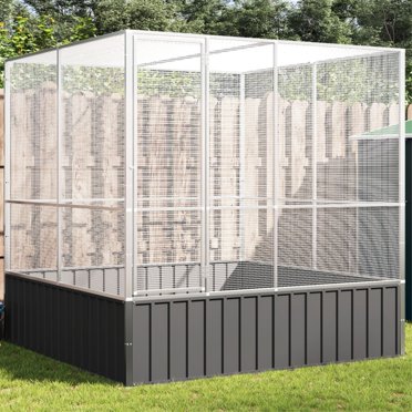 vidaXL Extra Large Outdoor Bird Cage, Tall Flight Metal Aviary ...