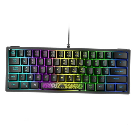 Light Adjustment 62 Keys Gaming Keyboard 60% Layout Five-Row Waterproof ...