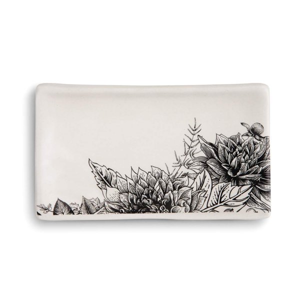 DEMDACO Floral Glossy Black and White 6 x 3.5 Stoneware Ceramic ...