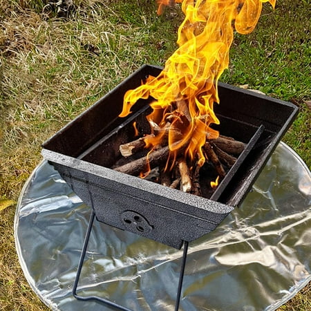 Mat, Ember Outdoor Wood Burning, Grill Mat for Grass Lawn Deck Patio ...