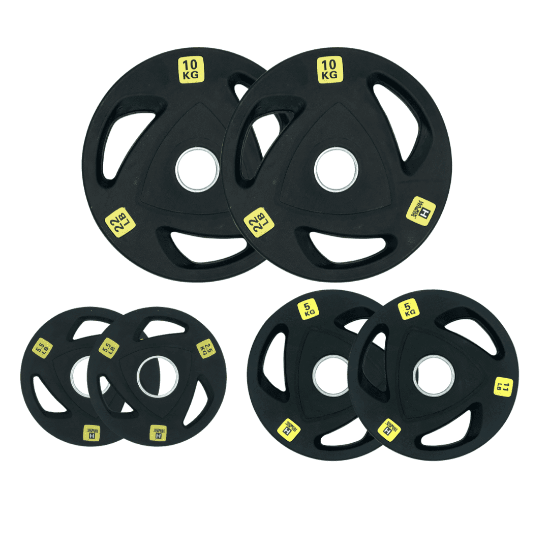 Click here for Hajex Olympic Rubber Tri-Grip Plates Set 2 Inch -... prices
