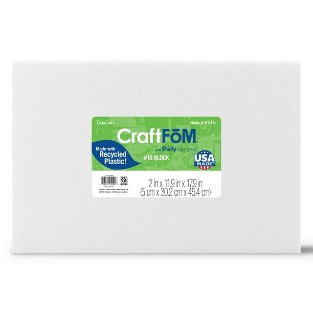 FloraCraft CraftFōM Crafting Foam Block 2" x 11.9" x 17.9" White ...