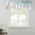 Abstract Stripes Tie Up Valance Curtains Teal Brown Gradient Wavy Lines ...