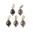 10 pc Natural Smoky Quartz Faceted Pendans Golden Plated Brass Teardrop ...