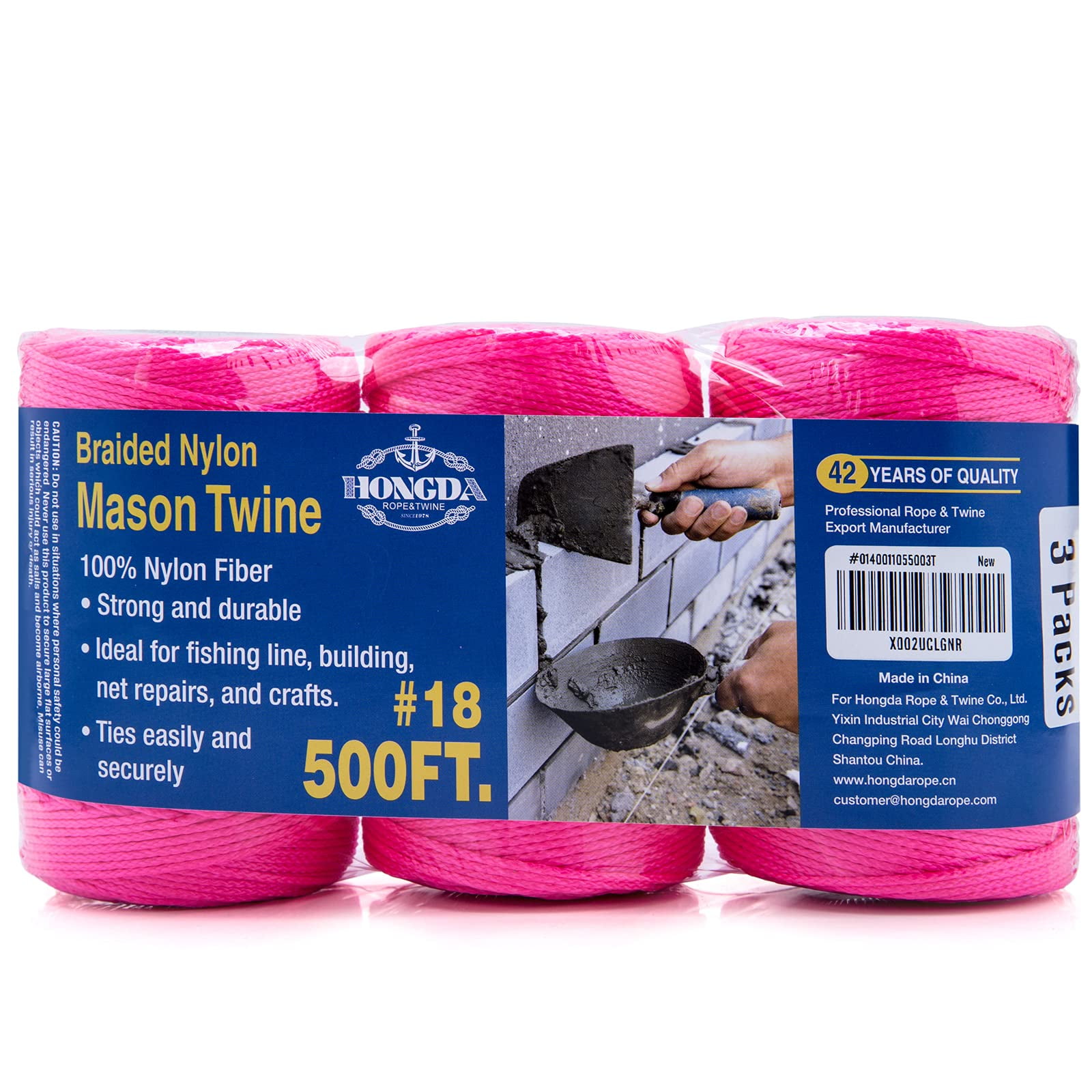 HONGDA Mason Line Set, 500 Feet #18 Braided Nylon Mason line String ...