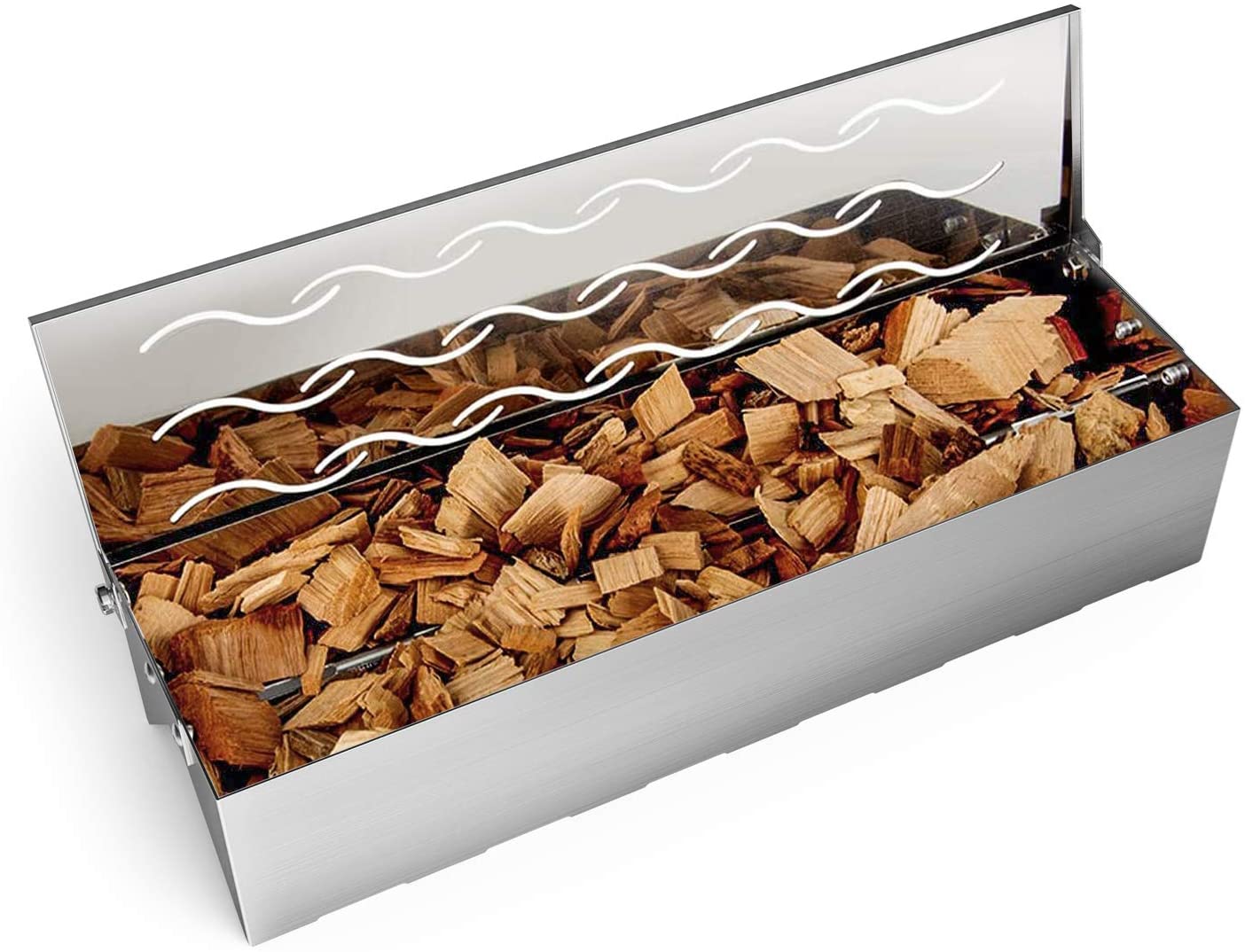 Buy Skyflame Wood Chip Smoker Box , Stainless Steel Double V-shape BBQ Smoke Box with Hinged Lid ...