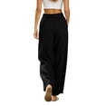 Abomasnow Women's Cotton Pants Elastic High Waist Drawstring Wide Leg ...