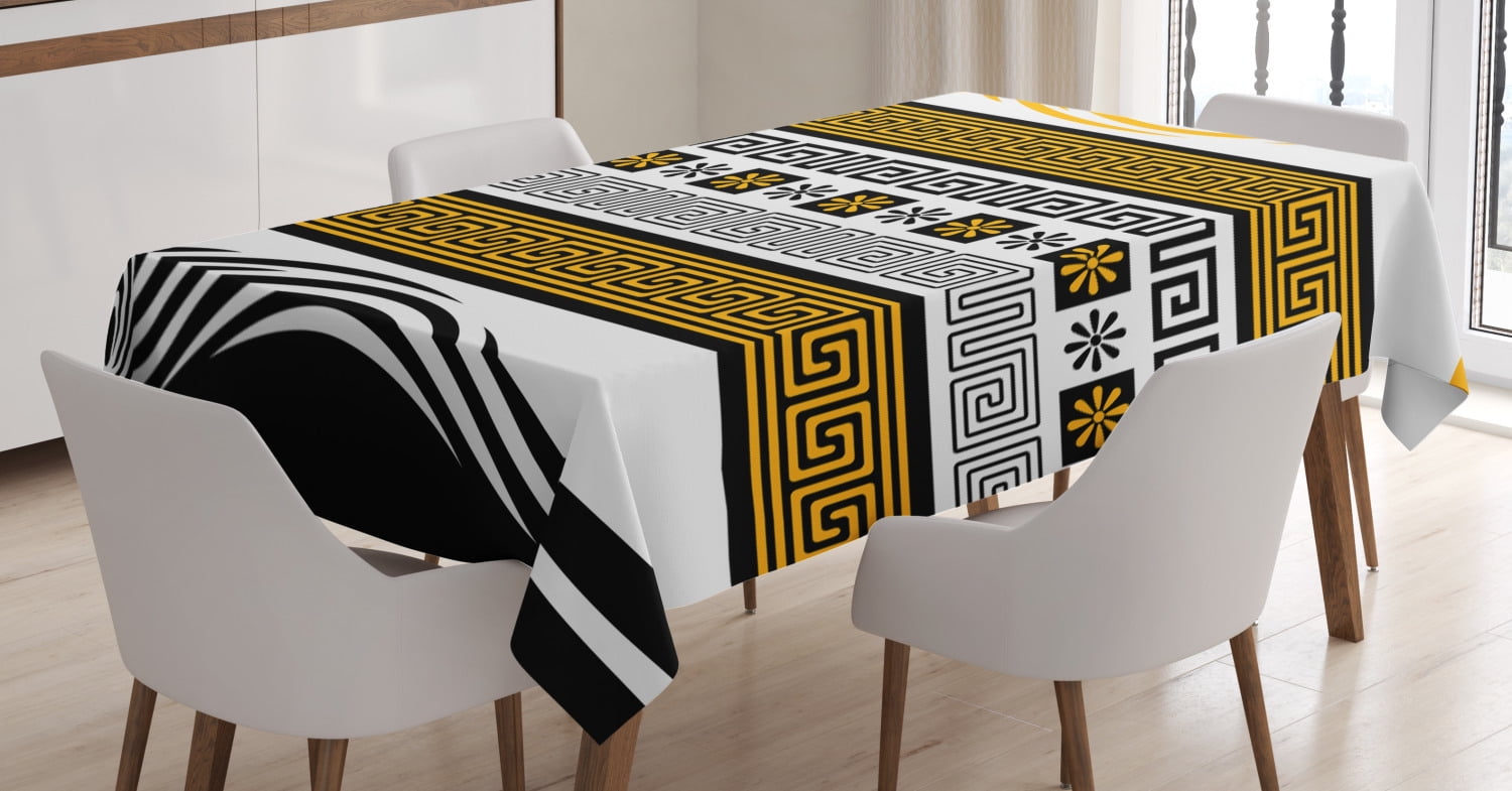 Ambesonne Greek Themed Tablecloth Rectangular Table Cover, NeoClassical ...