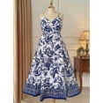 Blue Botanical Print Cami Maxi Dress For Women With V-Neck And Tiered ...