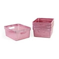 Isaac Jacobs 4-Pack Small Pink Glitter Storage Bins, Cutout Handles ...
