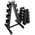 BalanceFrom 150LB Rubber Coated Hex Dumbbell Weight Set with A-Frame ...