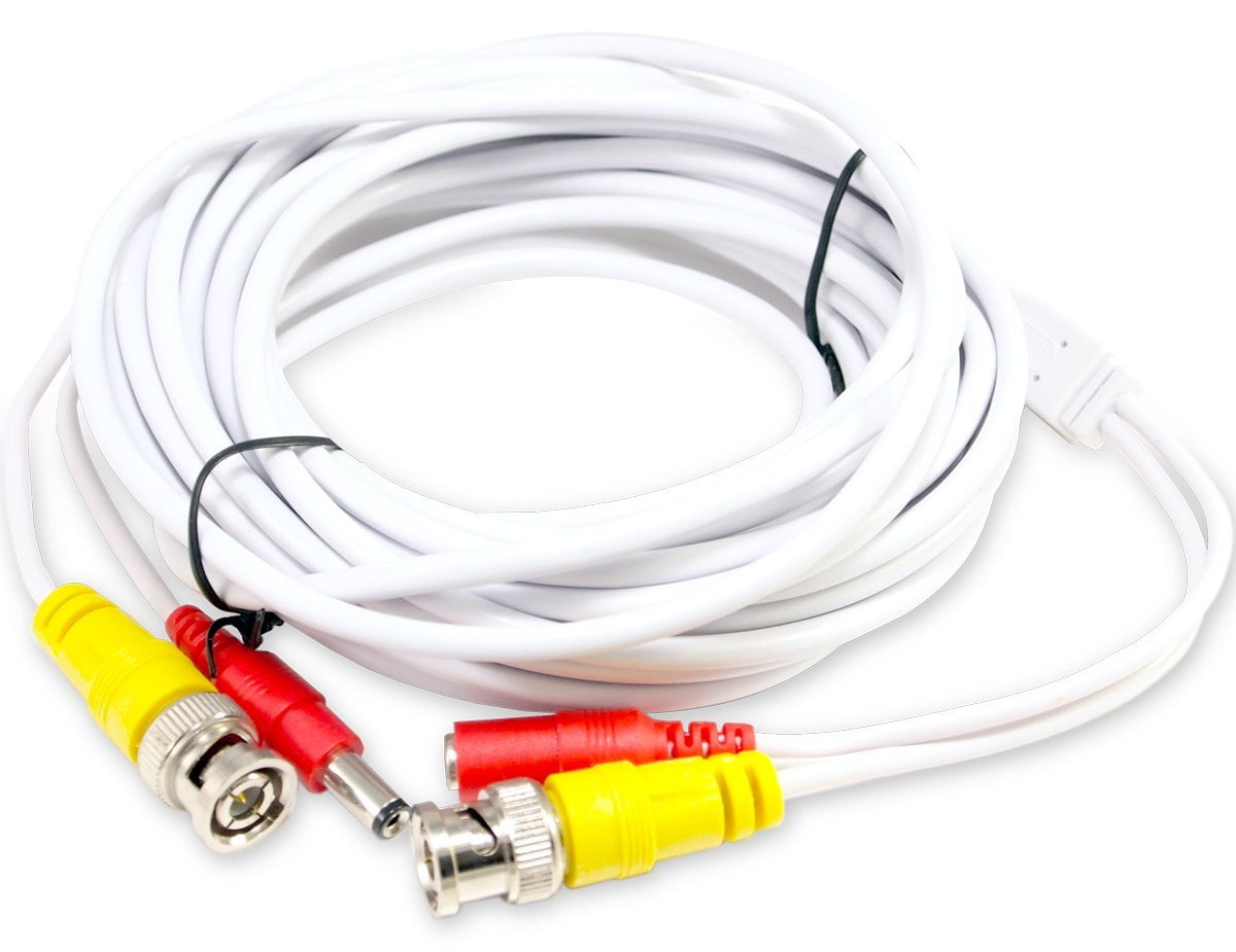 Evertech 25 Feet White Ready-made Video and Power CCTV BNC Cable for ...
