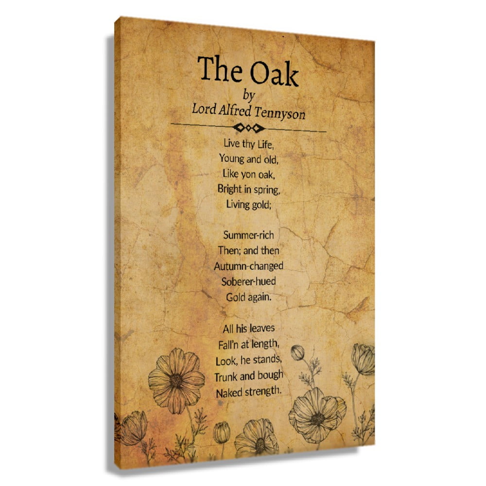 The Oak Poem Wall Art Alfred Lord Tennyson Quotes Wall Art Poetry ...