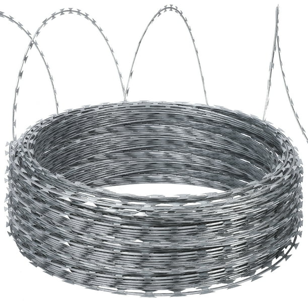 Razor Wires, 250ft Galvanized Ribbon Barbed Wire, Razor Fence for ...