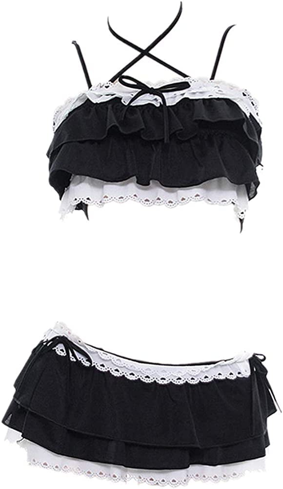 Yomorio Womens Kawaii Japanese Ruffle Bikini Swimsuit Anime Cute Cat
