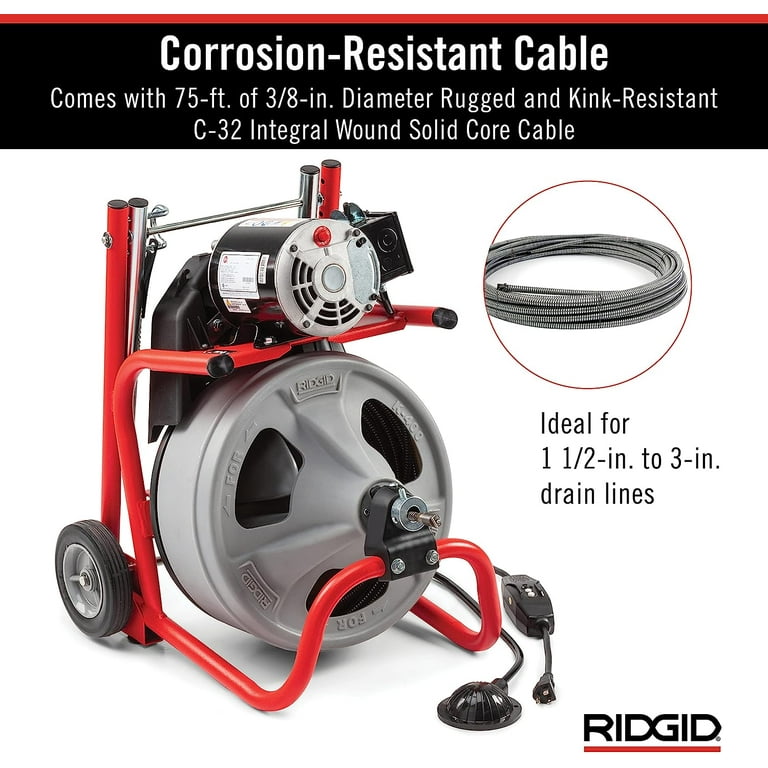 Ridgid Drain Cleaning Machine,Corded,165 RPM K-400 With, 51% OFF