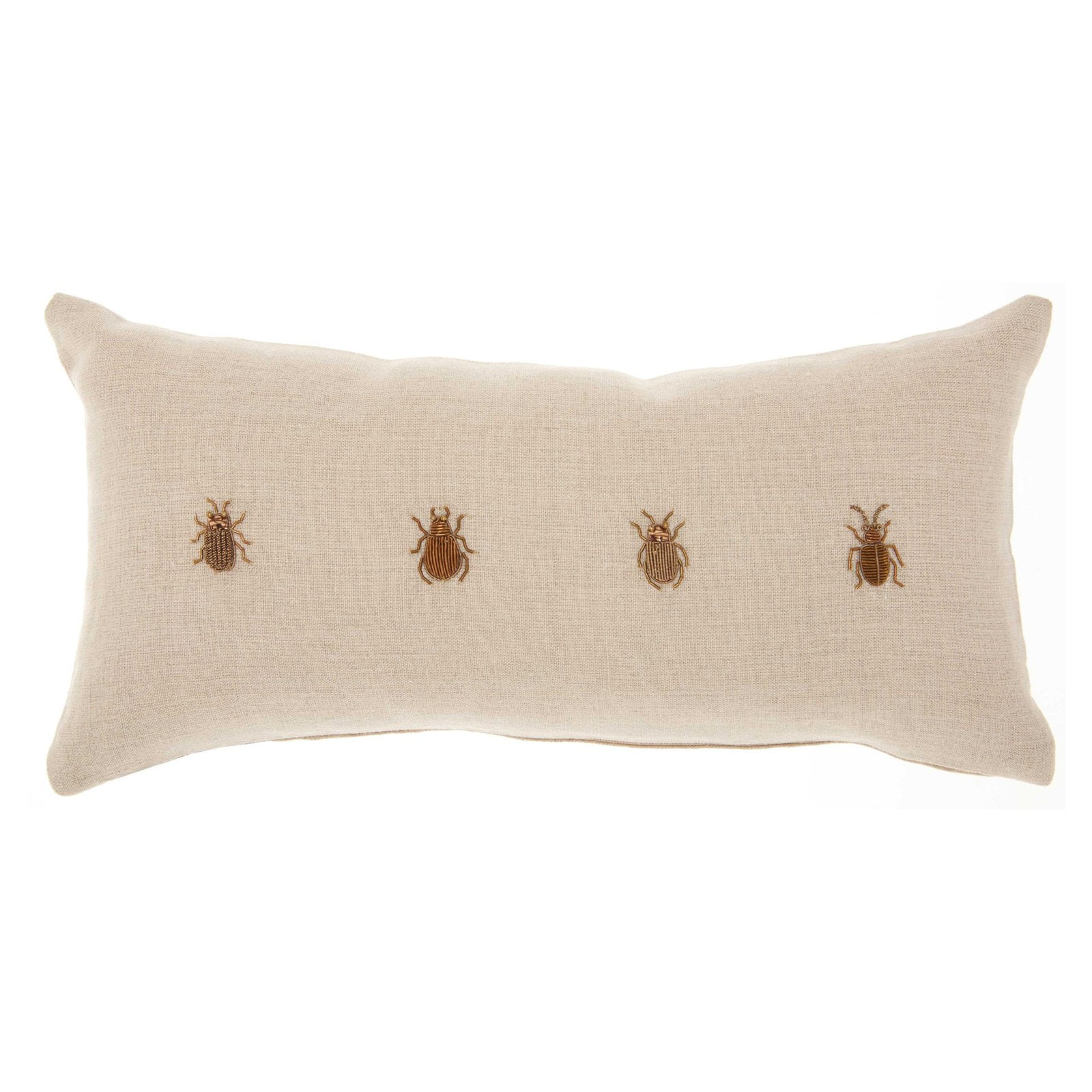 Nourison Couture Luster Embellished Beetles Linen Throw Pillow ...