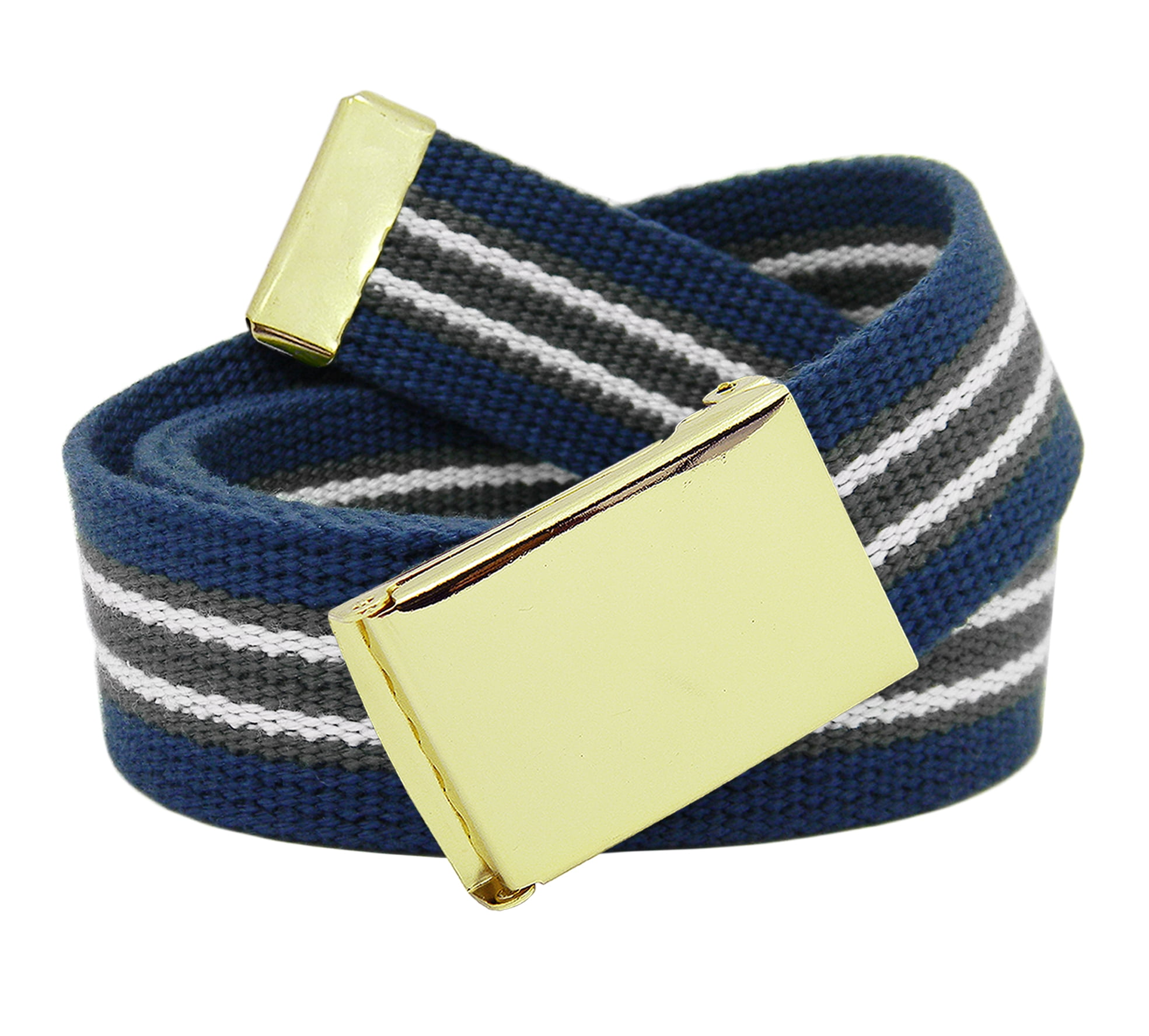 Men's Gold Military Flip Top Belt Buckle with Canvas Web Belt Medium ...