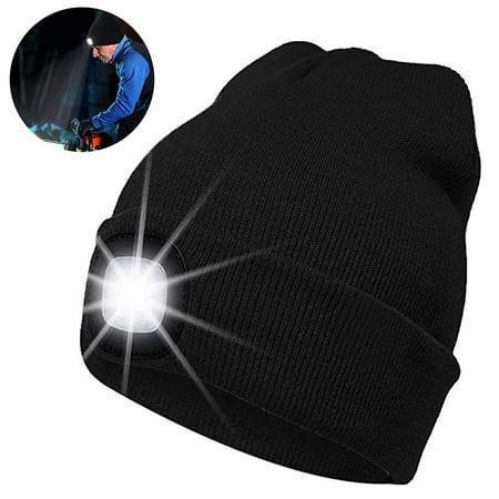 Unisex Led Beanie Hat + light, knit Lighted Headlight Hats Headlamp Cap ...