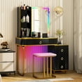 Costway Vanity Table Set with RGB LED Lights Crystal Crush Diamond ...