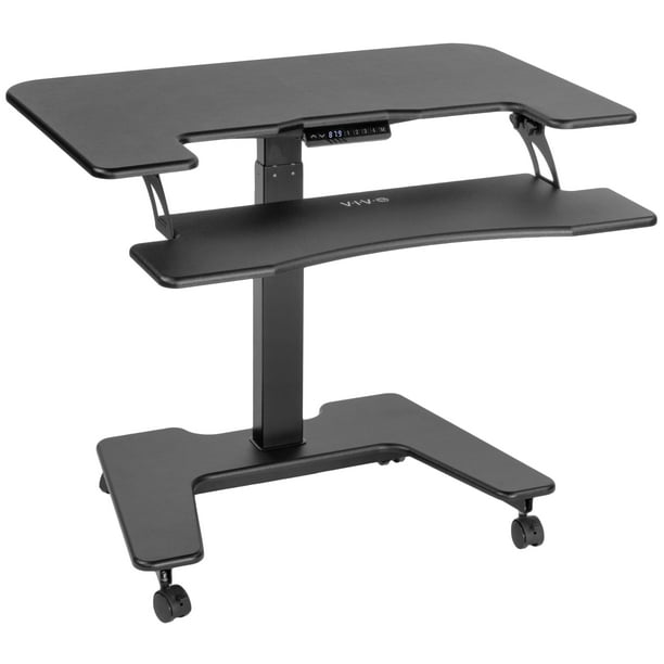 VIVO Black 36" Electric Mobile Height Adjustable Two Platform Standing ...