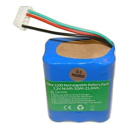BatteryJack APMint5200-30-05 7.2 V 3.0Ah Battery for iRobot Mint 5200 ...